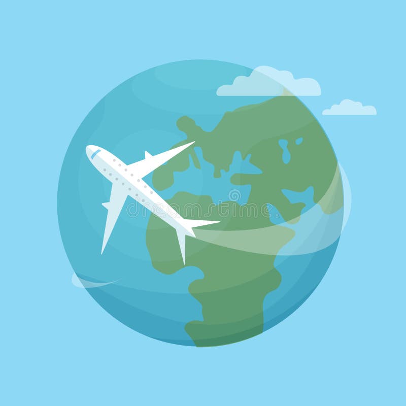 Plane and planet. stock vector. Illustration of planet - 107322379