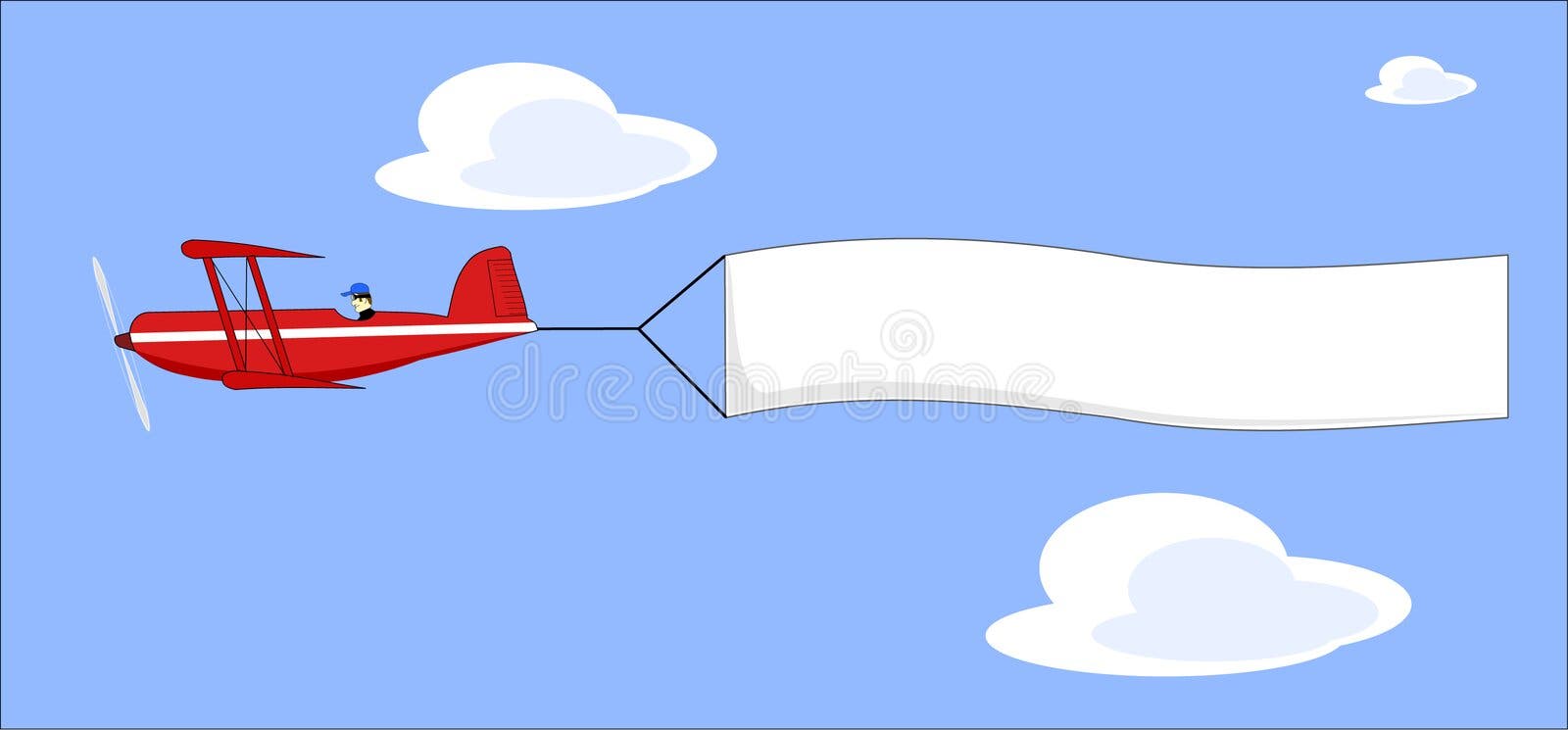 Airplane with banner stock illustration. Illustration of propeller ...