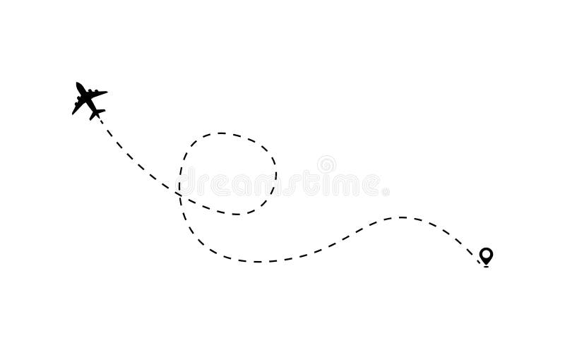 Plane Routes Flight Air Dotted Map Drawing Isolated Illustration Stock ...