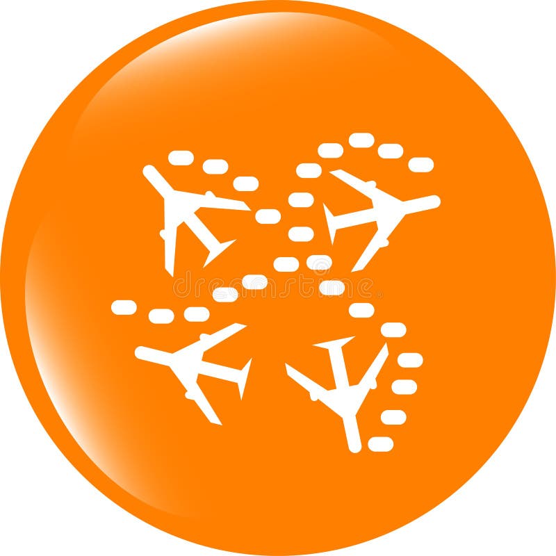 Plane Set on Icon Glossy Button Isolated on White Stock Illustration ...