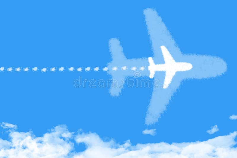 Plane Shape Clouds in the Blue Sky Stock Illustration - Illustration of ...