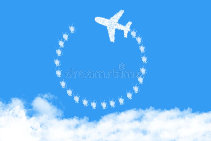 Plane Shape Clouds Flight Route with Start Point and Dash Line Trace ...