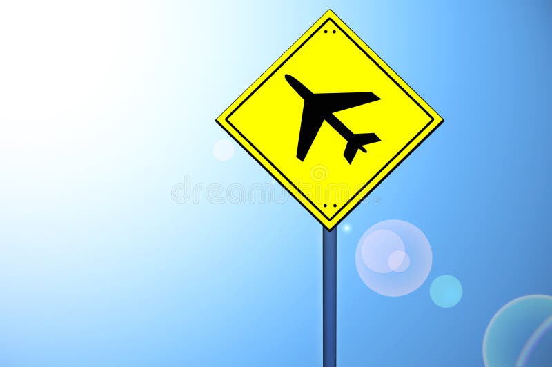 Plane shape on road sign stock illustration. Illustration of flight ...