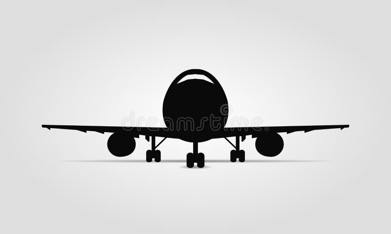 Plane Silhouette Front View Stock Vector - Illustration of vector ...