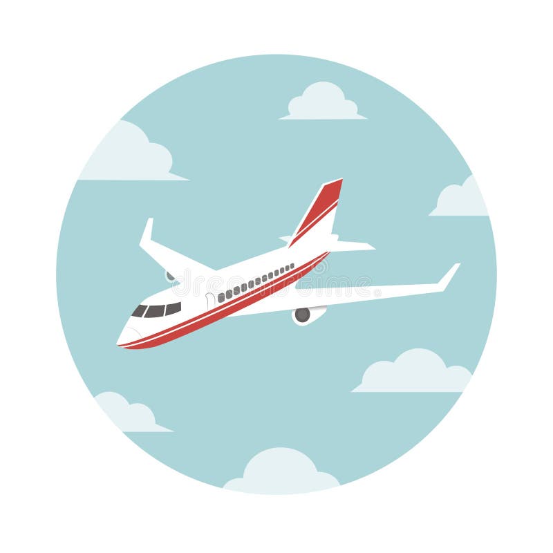 Plane in the Sky in a Circle Stock Vector - Illustration of airport ...
