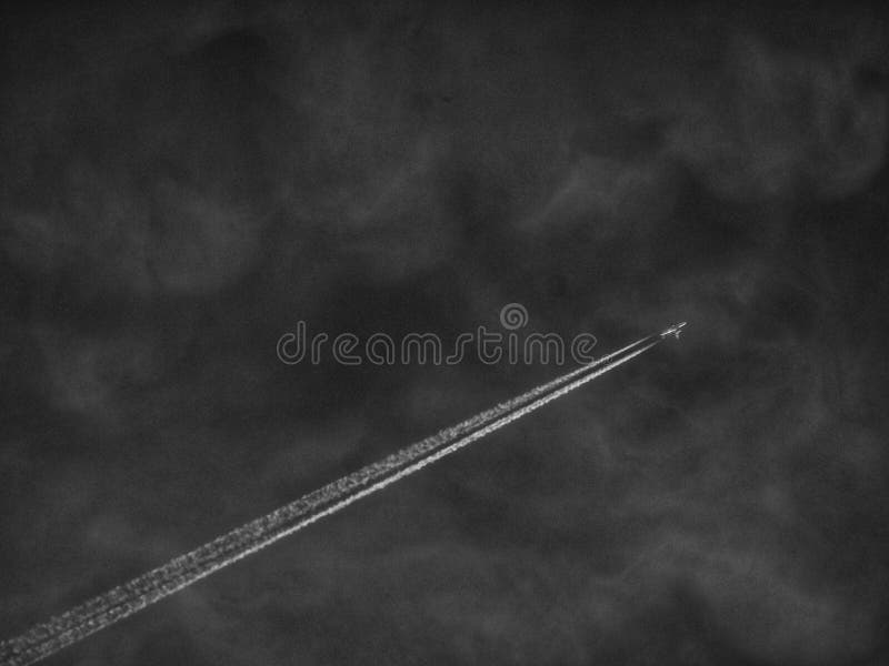 Plane line on Black sky stock photo. Image of plane - 136314482