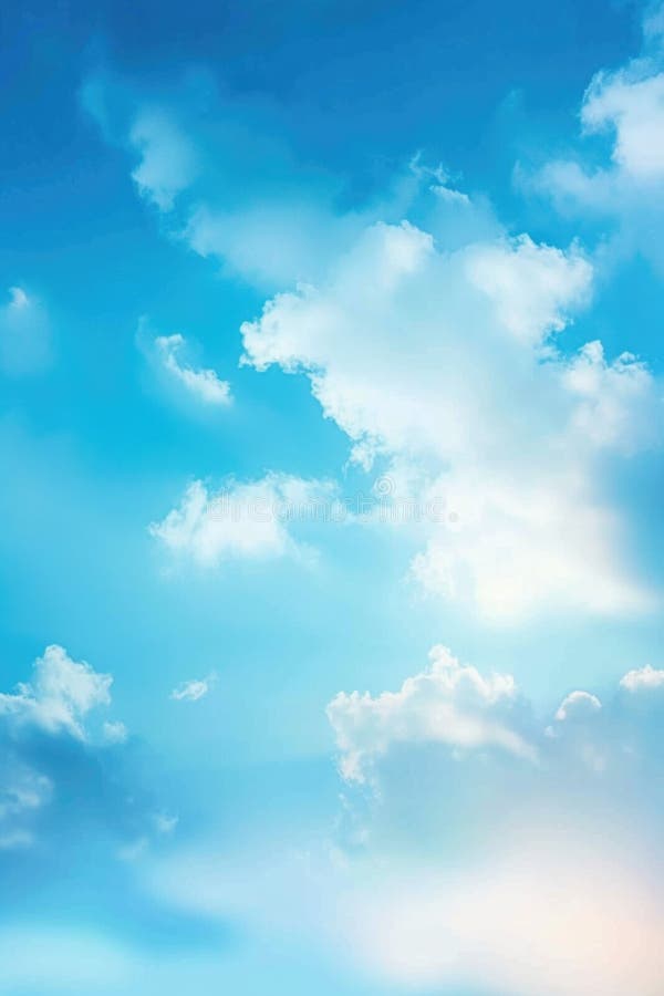 A Plane Soaring through a Bright Blue Cloudy Sky, Perfect for Travel or ...