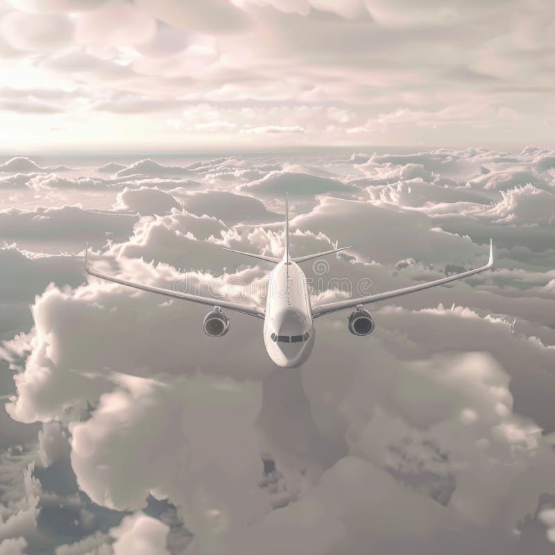 A Plane Soaring through the Sky with a Clear View of the Clouds Below ...