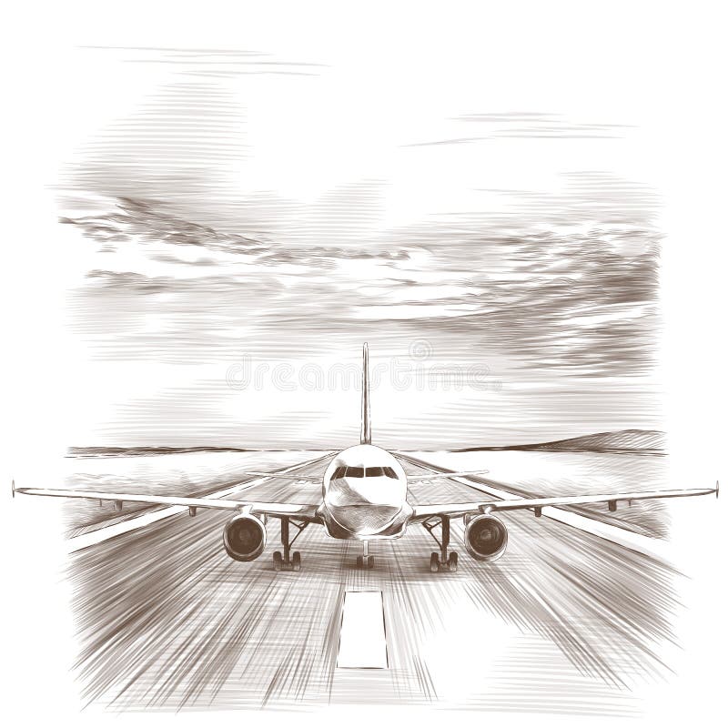Aircraft on the runway stock vector. Illustration of airport - 114997770