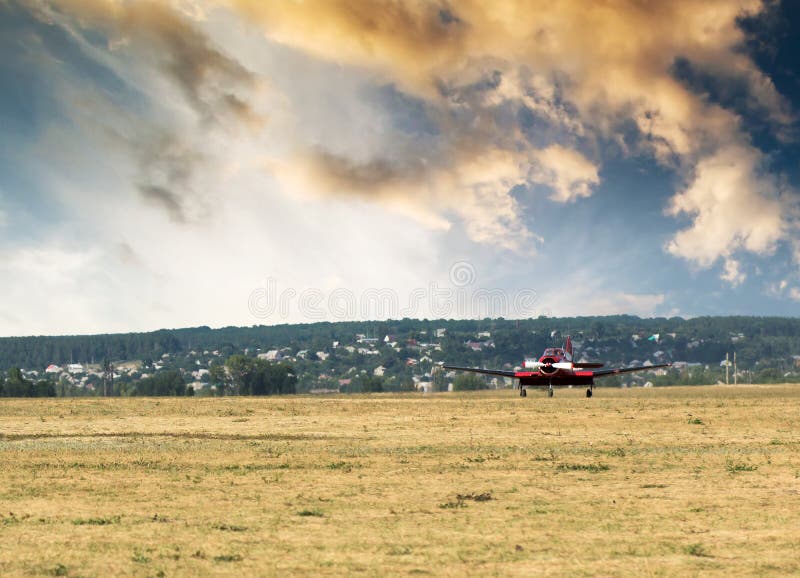 Plane starting flight stock photo. Image of airplane - 75528590