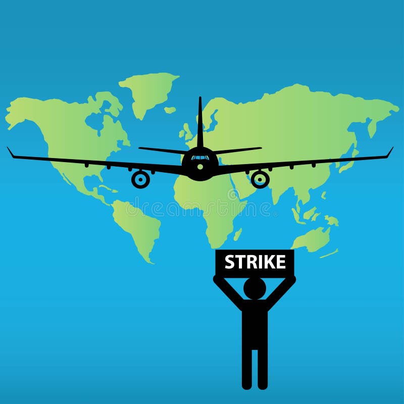 Silhouette of a Person with the Message Strike in Front of a Plane ...
