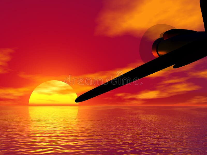 Plane and sunset stock illustration. Illustration of color - 1867285
