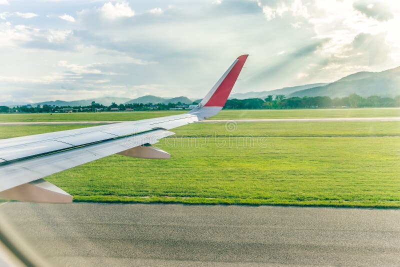The Plane Take Off from the Airport Stock Image - Image of aviation ...