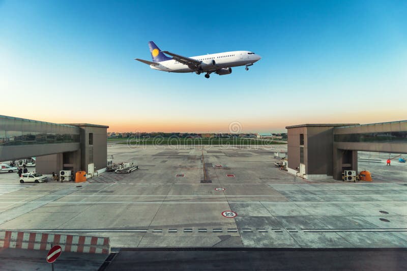 Plane take off on airport stock image. Image of transportation - 35838117