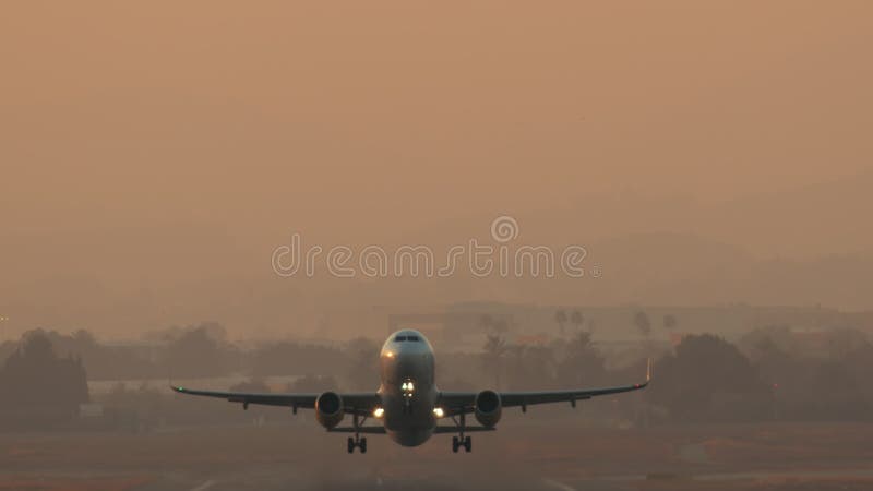 Airplane Take Off with Lights Stock Video - Video of aviation, takeoff ...