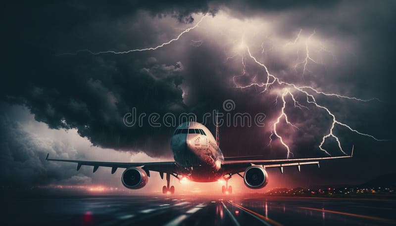 Plane Takes Off during Thunderstorm, Lightning Strikes Near Passenger ...