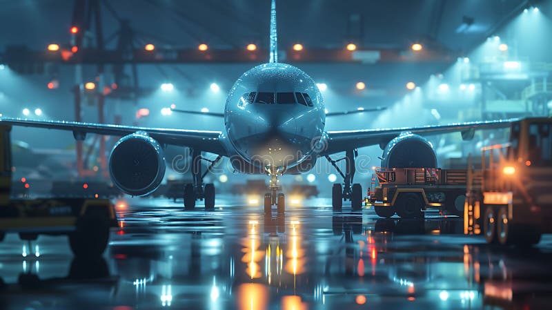 A Plane Taking Off from an Airport Stock Illustration - Illustration of ...