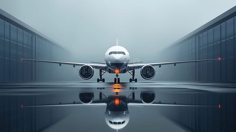 A Plane Taking Off from an Airport Stock Illustration - Illustration of ...