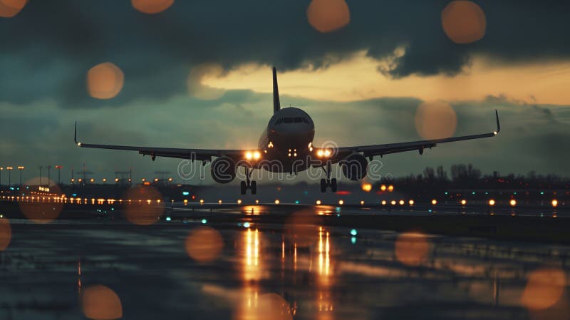 A Plane Taking Off from an Airport Stock Illustration - Illustration of ...