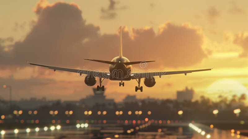A Plane Taking Off from an Airport Stock Image - Image of backlit ...
