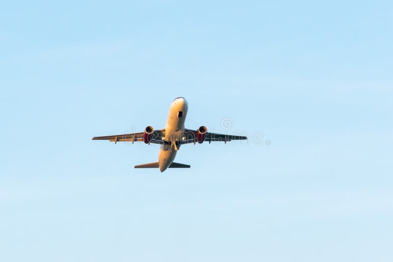 Plane Taking Off on a Background of a Blue Sky Stock Photo - Image of ...