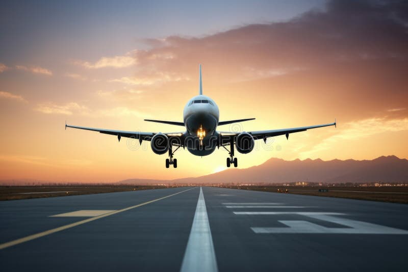 A Plane Taking Off from a Run-away Stock Photo - Image of motion ...