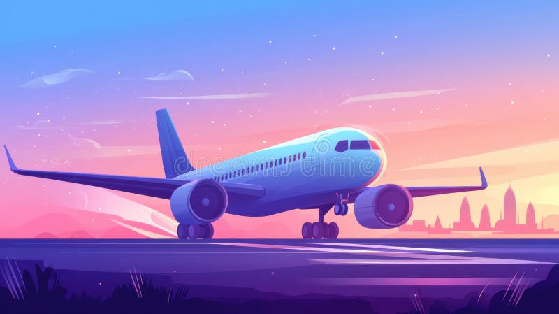 A Plane is Taking Off from the Runway Stock Illustration - Illustration ...