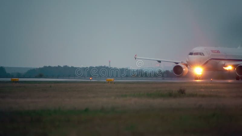Plane taking off runway stock footage. Video of flight - 59540350