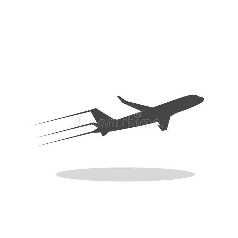 Plane Taking Off Silhouette Icon with Shadow Stock Vector ...