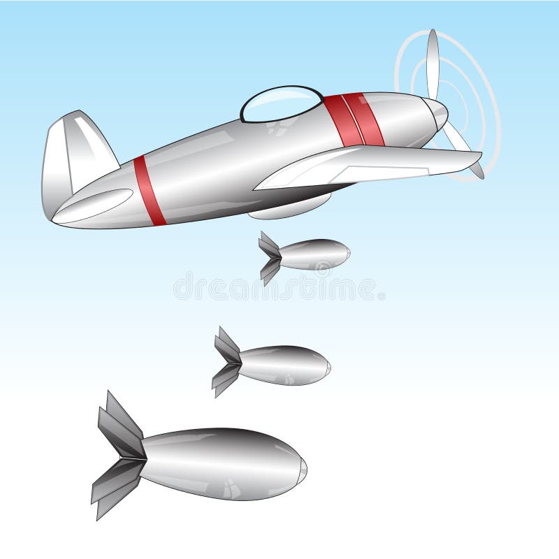 Plane throws bombs stock illustration. Illustration of conflict - 53330089