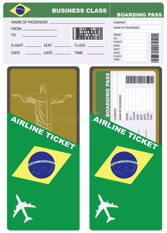 Plane Ticket in Business Class Flight To Brazil Stock Vector ...