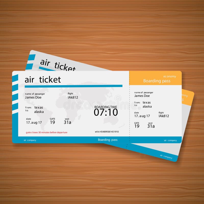 Plane Tickets on the Table. Vector Illustration Stock Vector ...