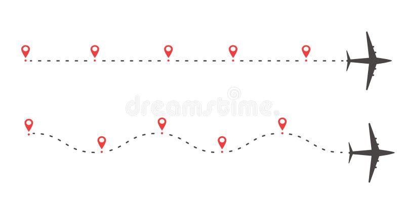 Plane Timeine Trail Dashed Line with Pin. Infographic Destination Work ...