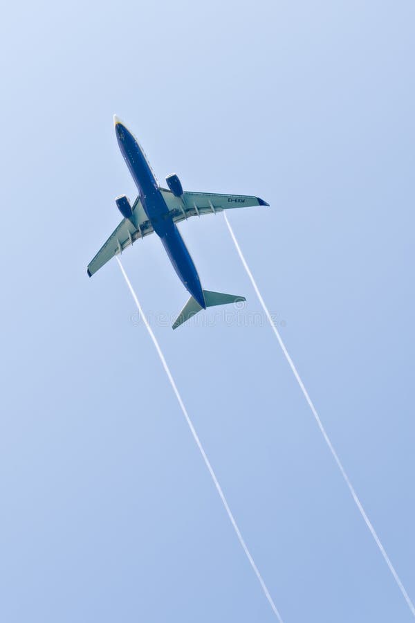 Plane and trails stock photo. Image of wing, cyan, line - 25705038