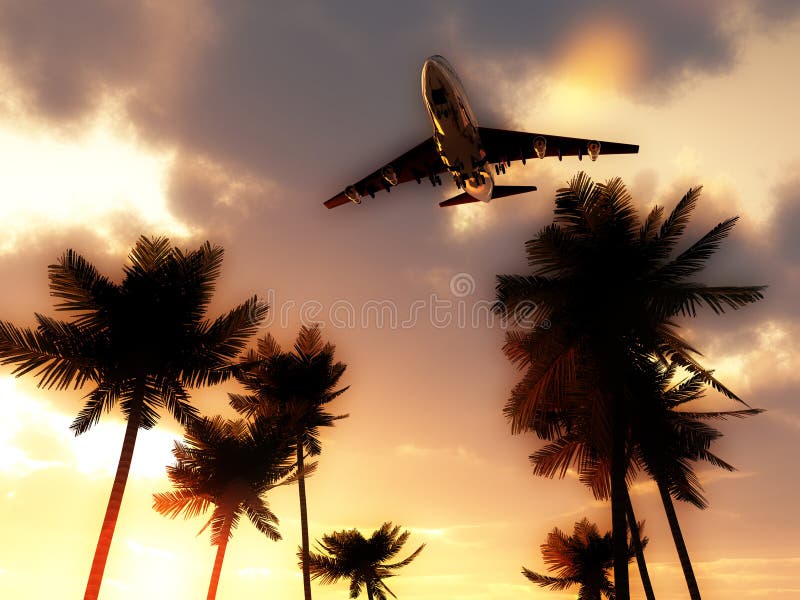 Plane in Tropical Sky stock image. Image of travelling - 7398031