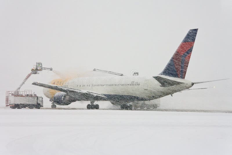 Plane Under De-icing Process Editorial Stock Photo - Image of deicing ...