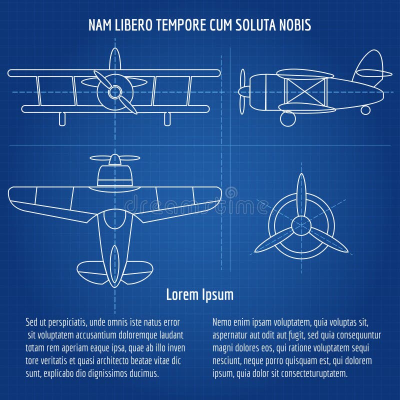 Commercial Aircraft Blueprint Stock Illustration - Illustration of ...
