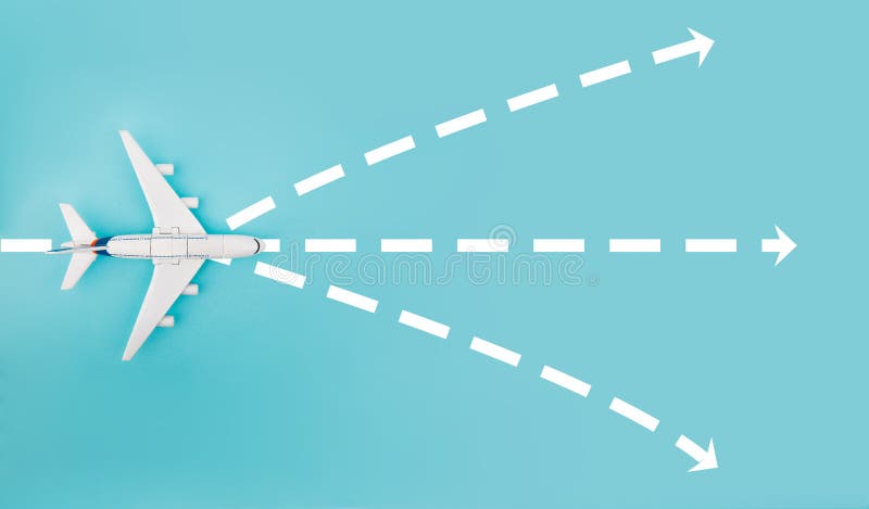 Plane and white arrows stock photo. Image of isolated - 237199658