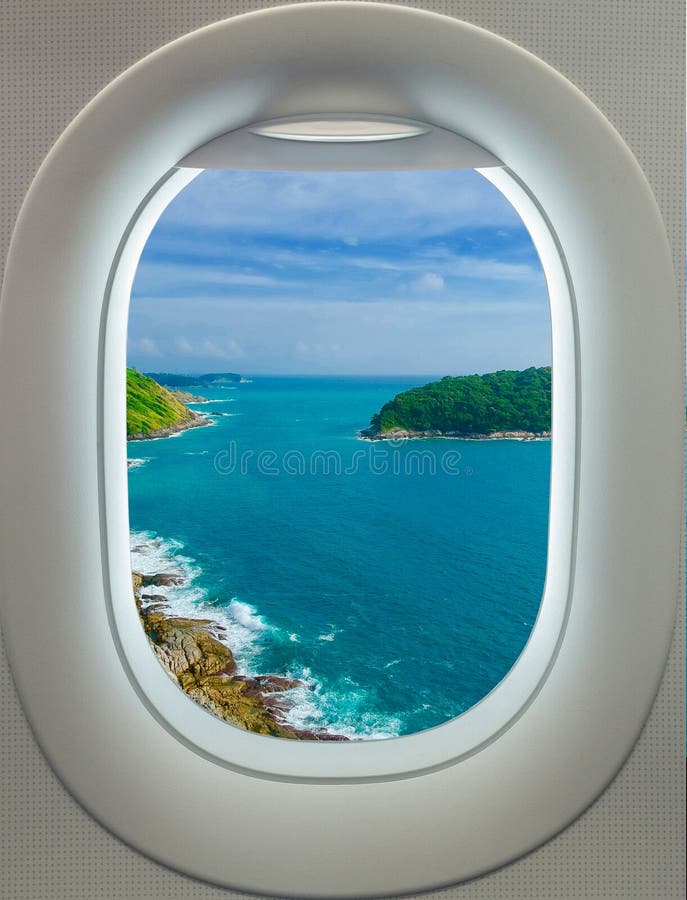 Plane Window Aerial View of a Beach Phuket Thailand Stock Photo - Image ...