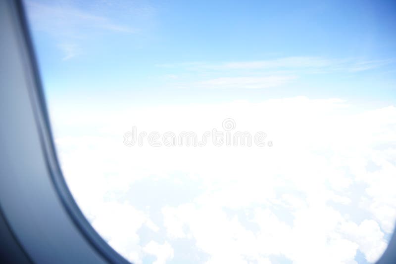 Plane Window View. Clouds and Blue Sky Stock Photo - Image of airplane ...