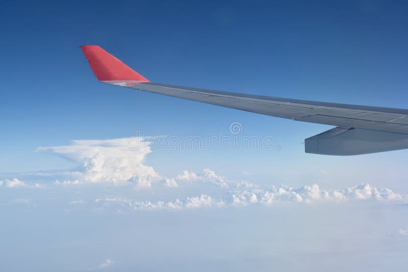 Plane Wing and Cloud Floating on Sky through Window Frame Stock Photo ...