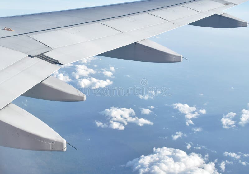 Plane Wing while Take Off from Airport Runway through Window Frame ...