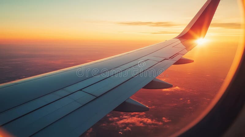 A Plane Wing is Seen with the Sun Shining through it. Generative AI ...