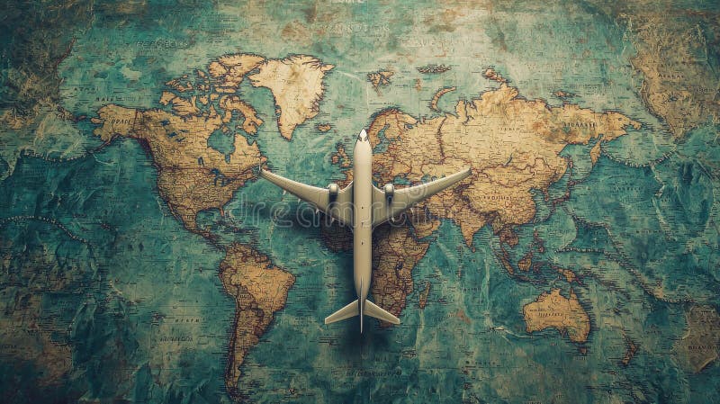 Plane on the World Map. Selective Focus Stock Photo - Image of ...