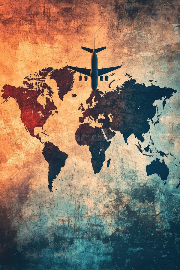 Plane on the World Map. Selective Focus Stock Photo - Image of ...
