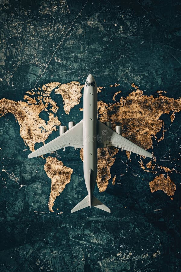 Plane on the World Map. Selective Focus Stock Photo - Image of planet ...