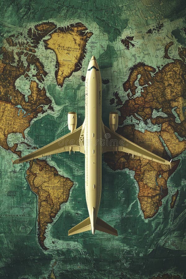 Plane on the World Map. Selective Focus Stock Photo - Image of tourism ...