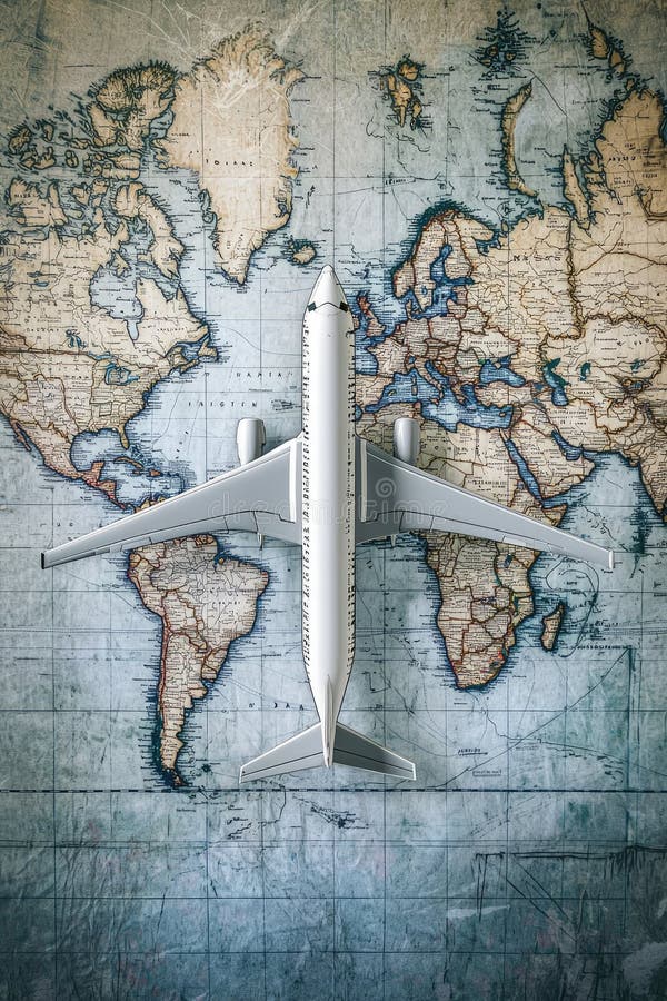 Plane on the World Map. Selective Focus Stock Photo - Image of ...