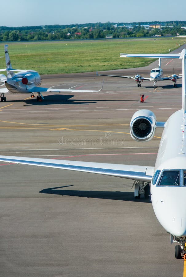 Planes on airfield stock photo. Image of business, aerospace - 96009014