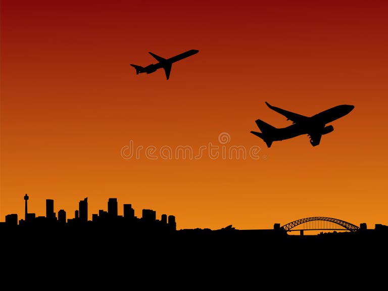 Planes departing Sydney stock vector. Illustration of depart - 4683301